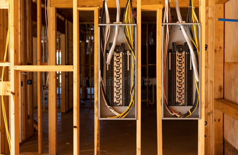 Electrical Circuit Breaker Panel in New Home Construction Stock Image ...