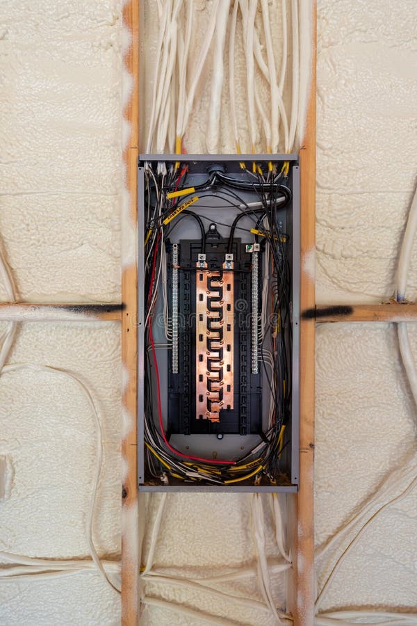 Electrical Circuit Breaker Panel in New Home Construction, with Spray ...