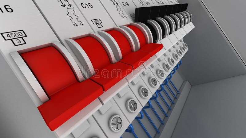Electrical Circuit Breakers.3D 3D Render Stock Illustration ...