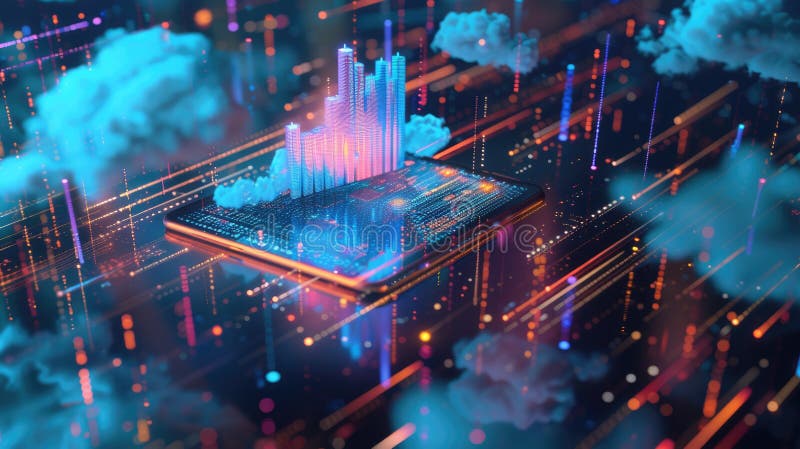 Electrical Circuit and Fluffy Cloud Represent Cloud Server Connection ...