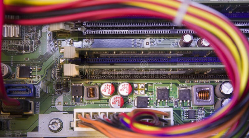 Electrical Circuit Microchip on Computer Motherboard Stock Photo ...