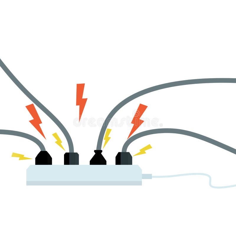 Electrical Circuit. Shock, Red Lightning and Yellow Sparks Stock Vector ...