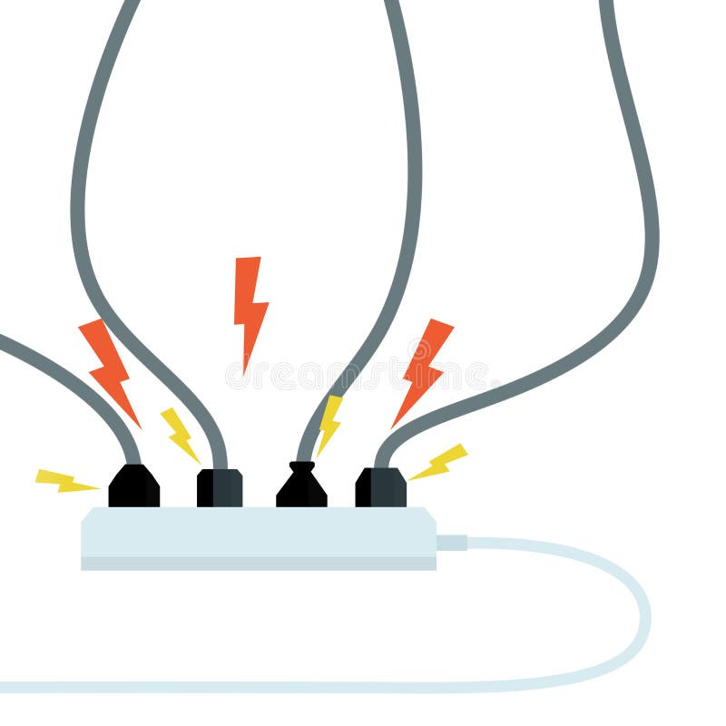 Electrical Circuit. Shock, Red Lightning and Yellow Sparks from the ...