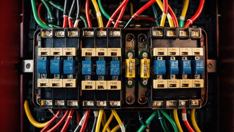 Electrical Circuit with Various Switches and Colorful Wires in a ...
