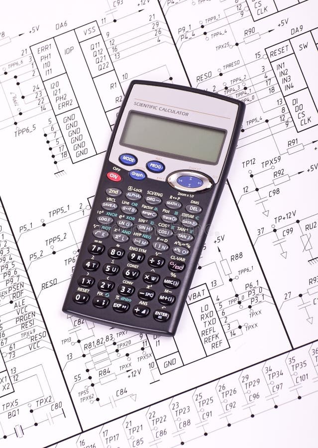Electrical Circuits and Calculator Stock Image - Image of chart, layout ...