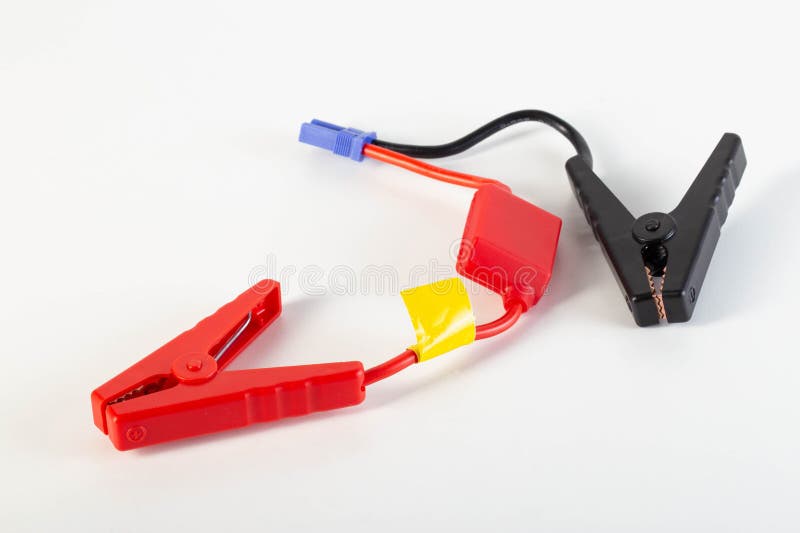 Electrical Clamps for Starting a Car Engine on a White Background ...