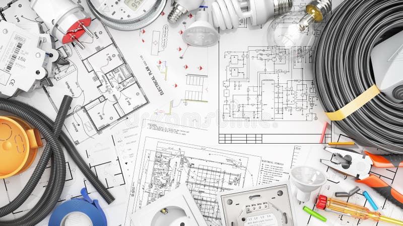 Electric Components in the Side on a White Background. Stock ...