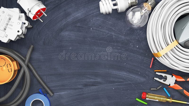 Electric Components in the Side on a White Background. Stock ...