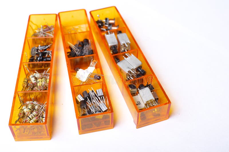 Electrical Components Drawers Stock Photo - Image of thyristor ...