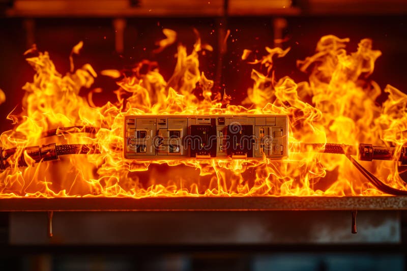 Electrical Components Engulfed in Flames. Stock Photo - Image of ...
