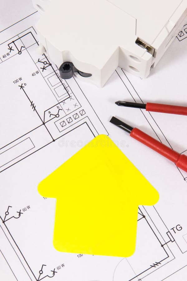 Electrical Components for Installation, Work Tools and Paper in Shape ...