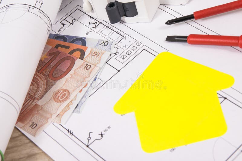 Electrical Components for Installation, Work Tools, Paper in Shape of ...