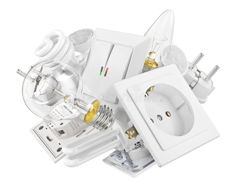 Electrical Components Isolated on White Background. Stock Illustration ...