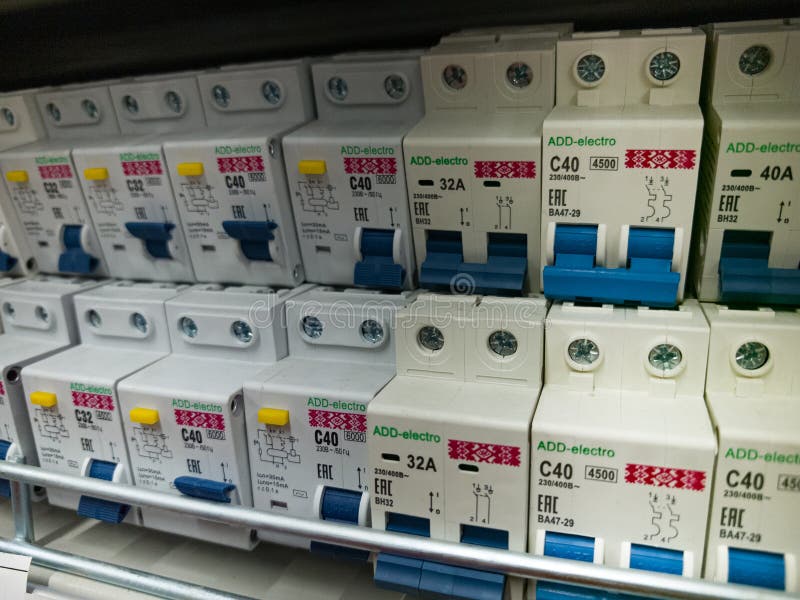 Electrical Components Organized on a Display Shelf in a Hardware Store ...