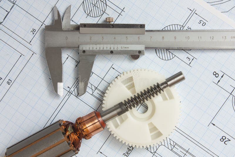 Electrical Components and Stationery Measuring Tools Stock Image ...