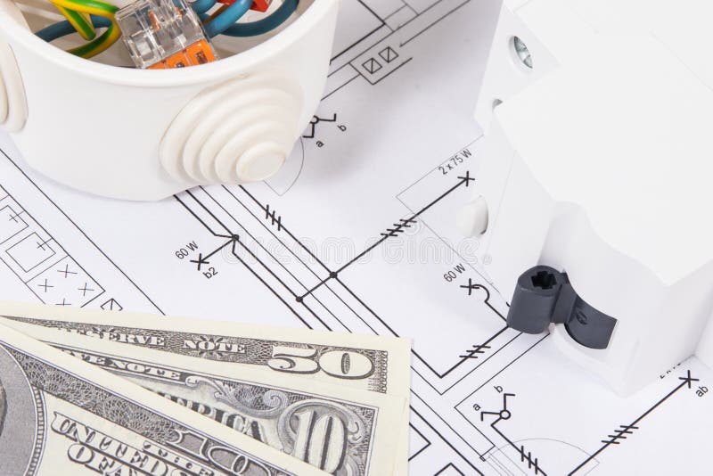 Electrical Components Using in Electric Installations, Construction Diagrams and Dollar ...