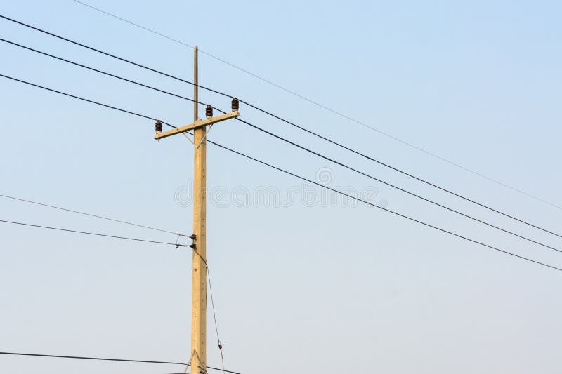 Electrical Concrete Post with Power-lines Stock Image - Image of ...