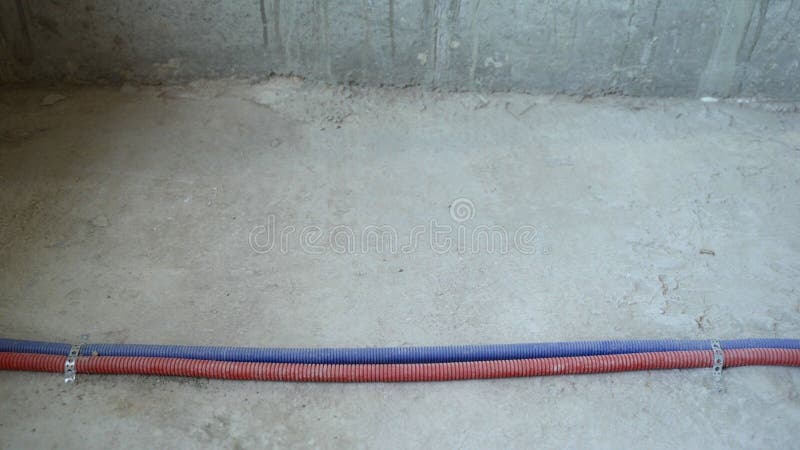 Electrical Conduit Installation Progress on Construction Site Stock ...