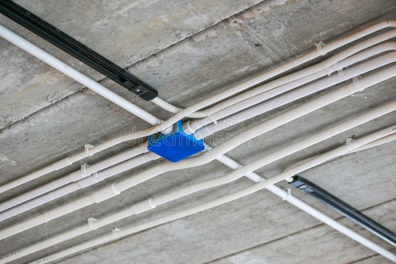 Electrical Conduit Runs in a Post-Tension Slab-on-Deck Stock Photo ... Electrical Conduit Runs in a Post-Tension Slab-on-Deck Stock Photo ...
