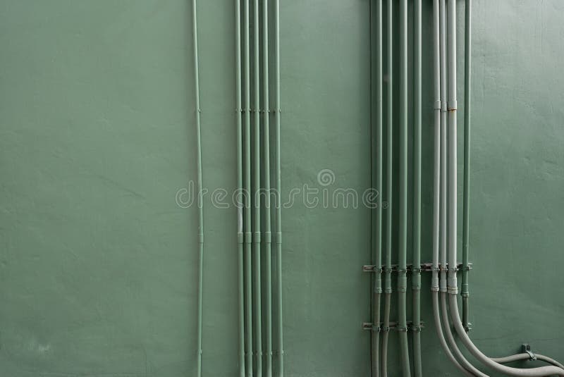 Electrical Conduit System with Tubes and Electric Cables on Building ... Electrical Conduit System with Tubes and Electric Cables on Building ...