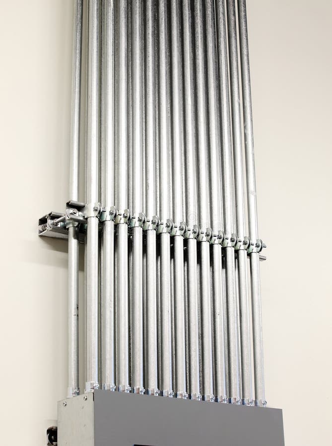 Parallel Rows of Electrical Conduits from a Distribution Panel. Stock ...