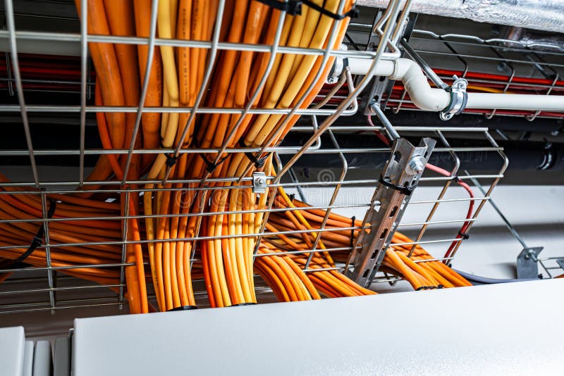 Electrical Conduits System and Metal Pipeline Installed on Building ...