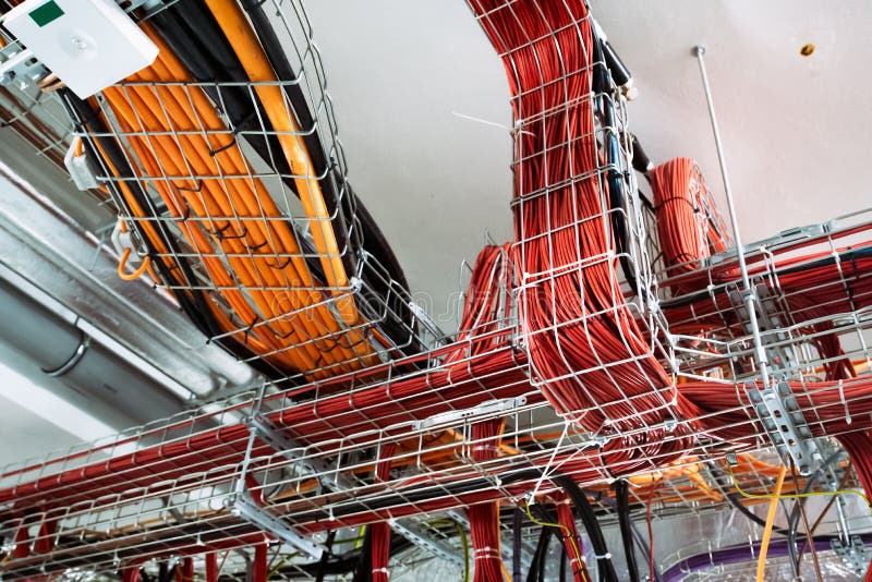 Electrical Conduits System and Metal Pipeline Installed on Building ...