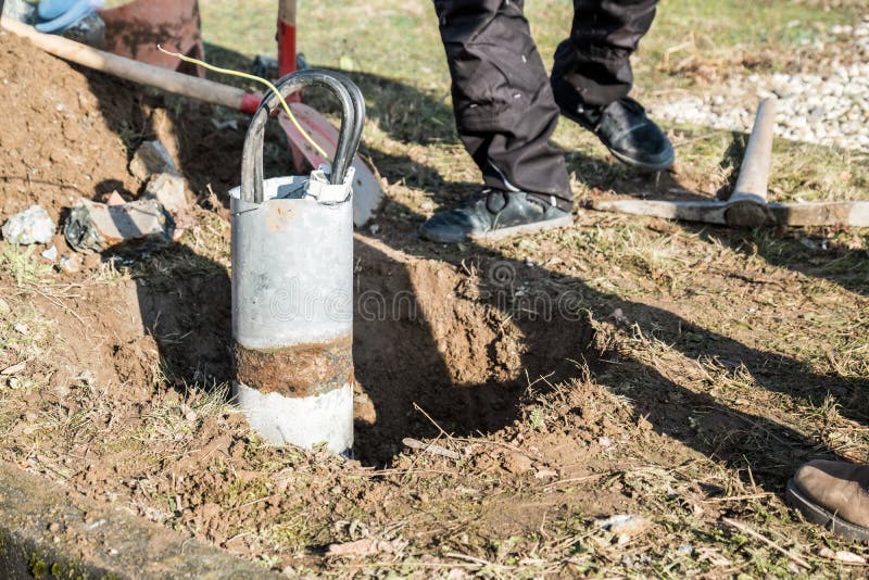 Electrical Connection of Light Post Stock Photo - Image of digging ...