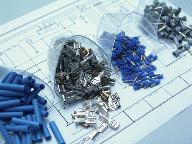 Electrical Connection Terminal Lugs Devises and Wiring Drawing Stock ...