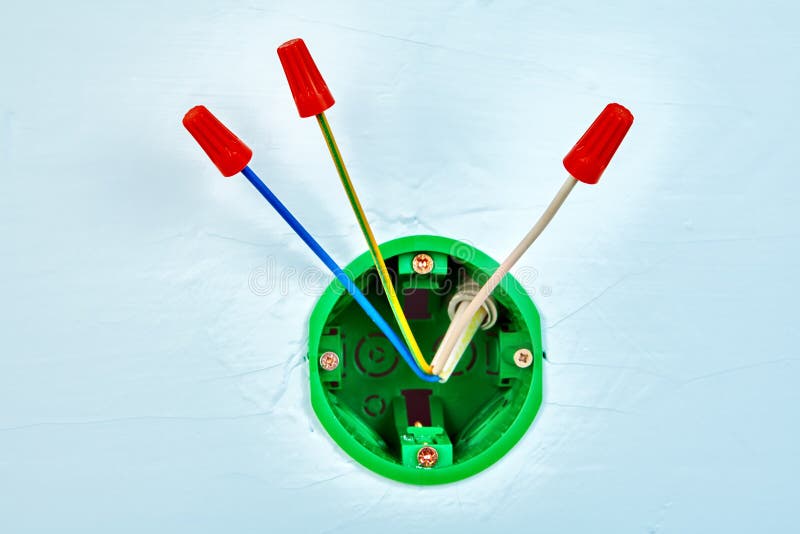 Mounting of Electric Wires in Electrical Outlet Stock Image - Image of ...
