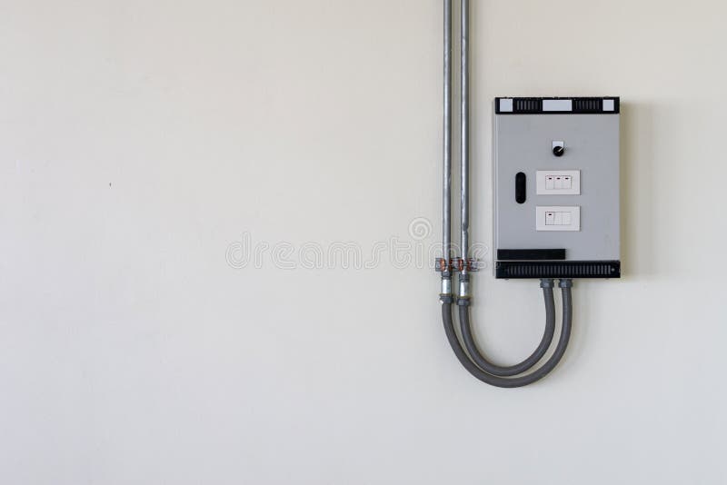 Electrical Control Box with Cable Tube on the Wall Stock Photo - Image ...