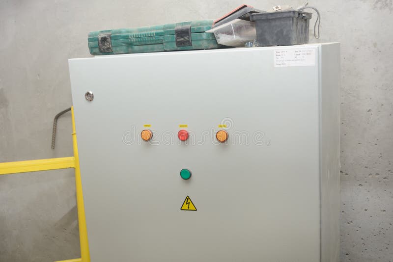 Electrical Control Cabinet. Closed Door with Indicators Stock Image ...