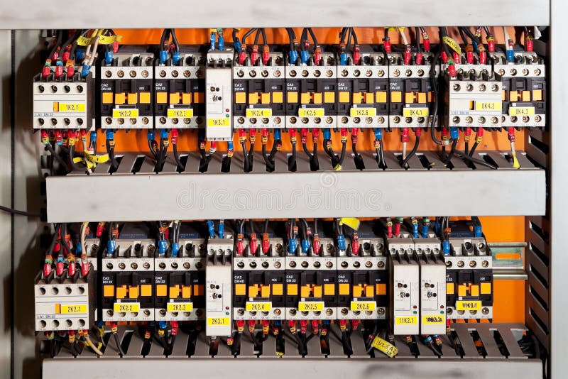 Electrical control panel stock image. Image of contactors - 28677431