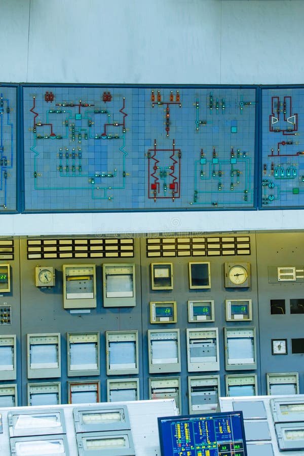 Electrical Control Panel with Buttons and Levers. Nuclear Power Stock ...