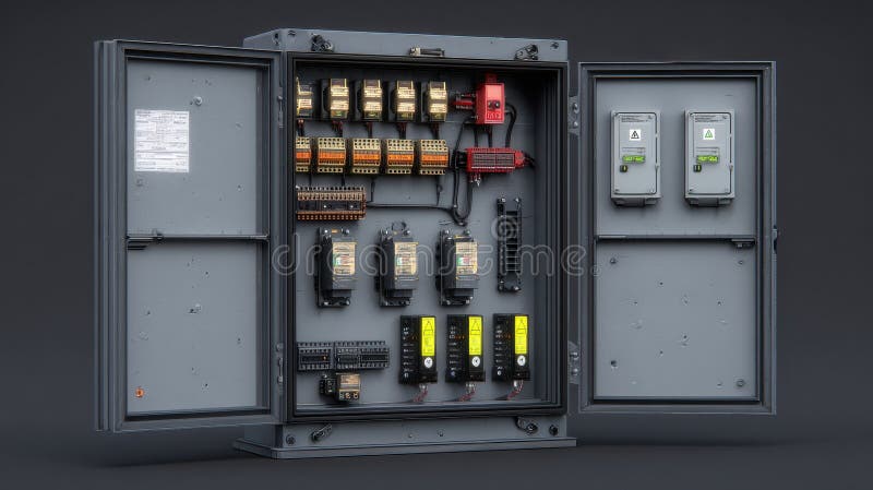 Electrical Control Panel Showing Detailed Internal Components and ...