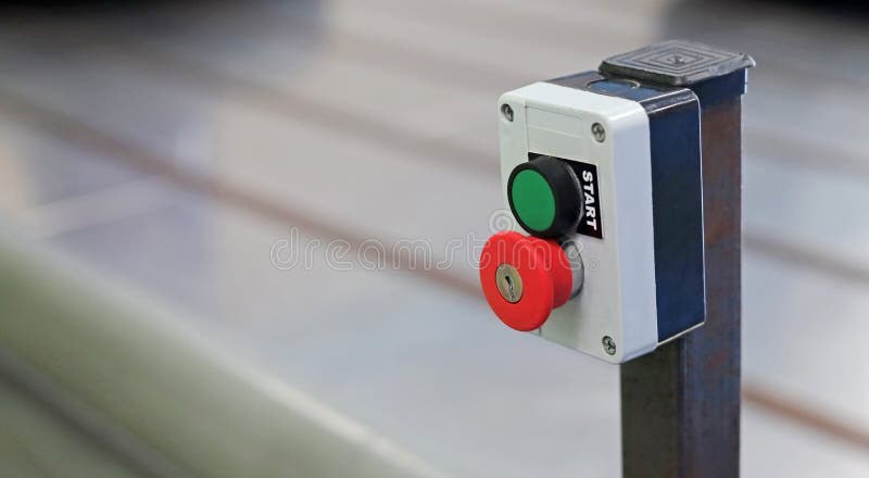Electrical Control Panel with Start Button and Lock Stock Image - Image ...
