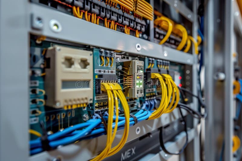 Electrical Control Panel with Various Connections Stock Image - Image ...