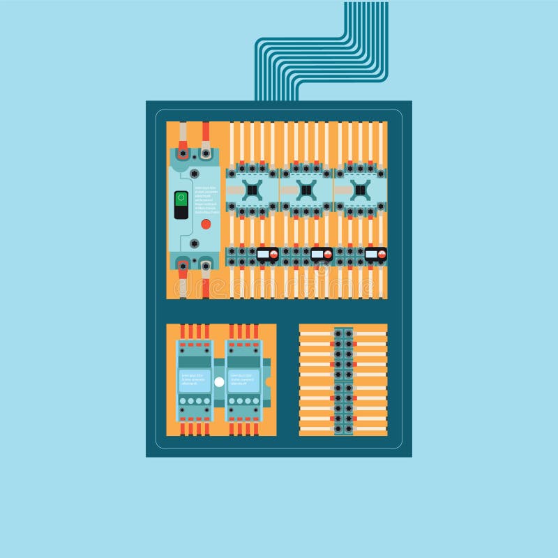 Electrical Control Wire System in Cabinet with Buttons Stock Vector ...