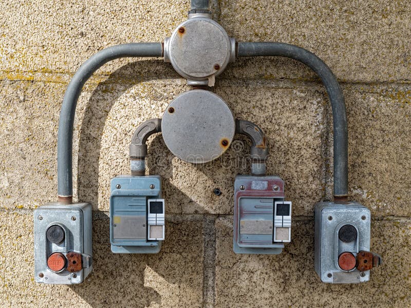 Electrical Controls on the Exterior of a Concrete Wall Stock Image ...