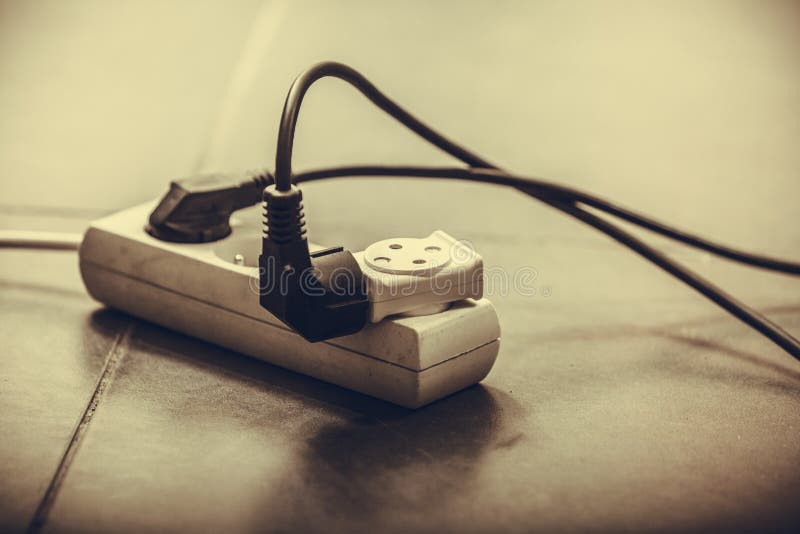 Electrical Cords Connected To Power Socket Stock Image - Image of tool ...