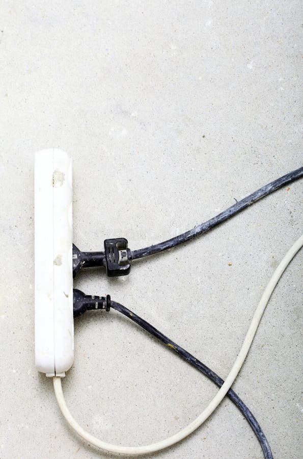 Electrical Cords Connected To Power Strip Building Site Stock Photos ...