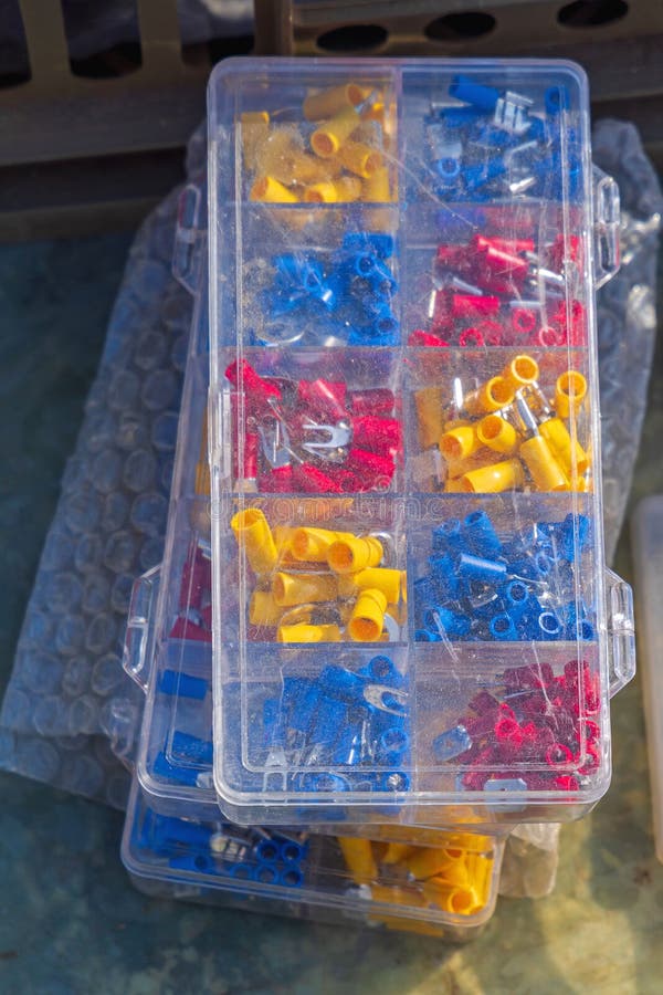 Electrical Crimp Connectors Boxes Stock Photo - Image of shape, boxes ...