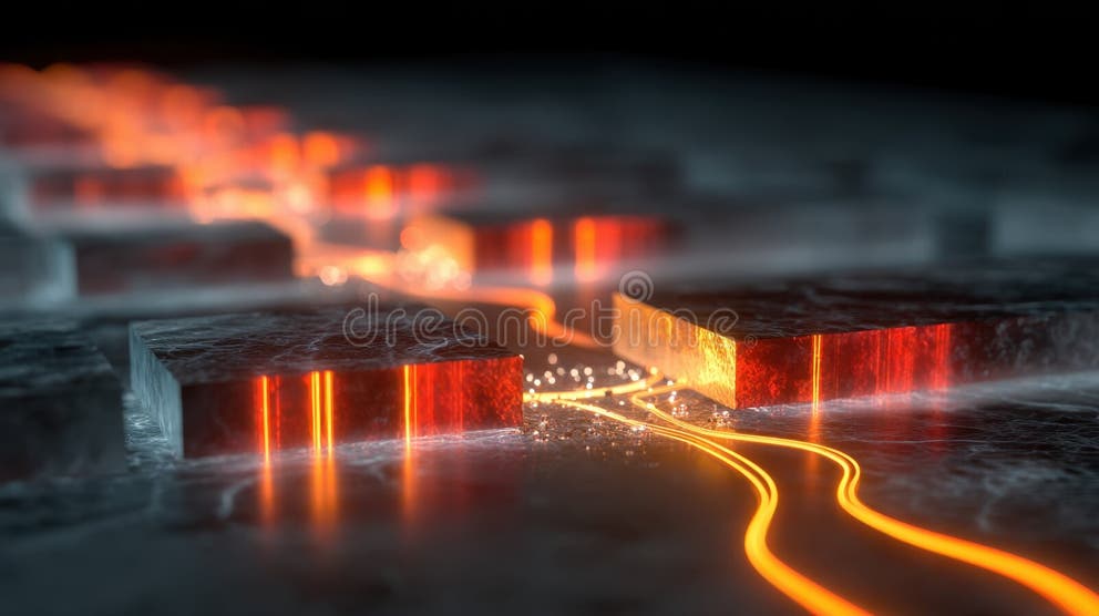 Electrical Current Flowing through Metallic Cubes, Generating Heat and ...