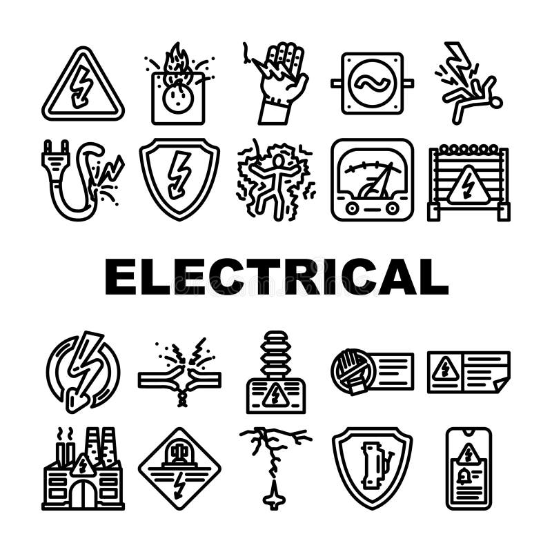 Electrical Danger Voltage Icons Set Vector Stock Vector - Illustration ... Electrical Danger Voltage Icons Set Vector Stock Vector - Illustration ...