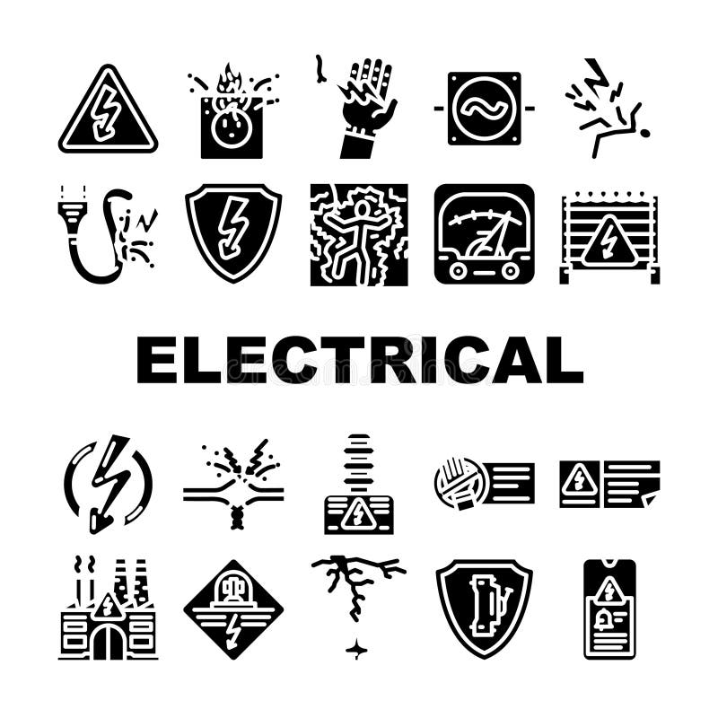 Electrical Danger Voltage Icons Set Vector Stock Vector - Illustration ... Electrical Danger Voltage Icons Set Vector Stock Vector - Illustration ...