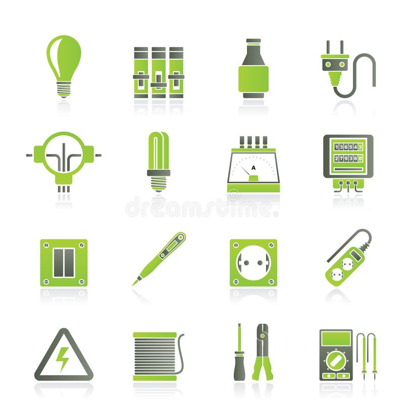 Electricity and Energy Icon Set Stock Vector - Illustration of button ...