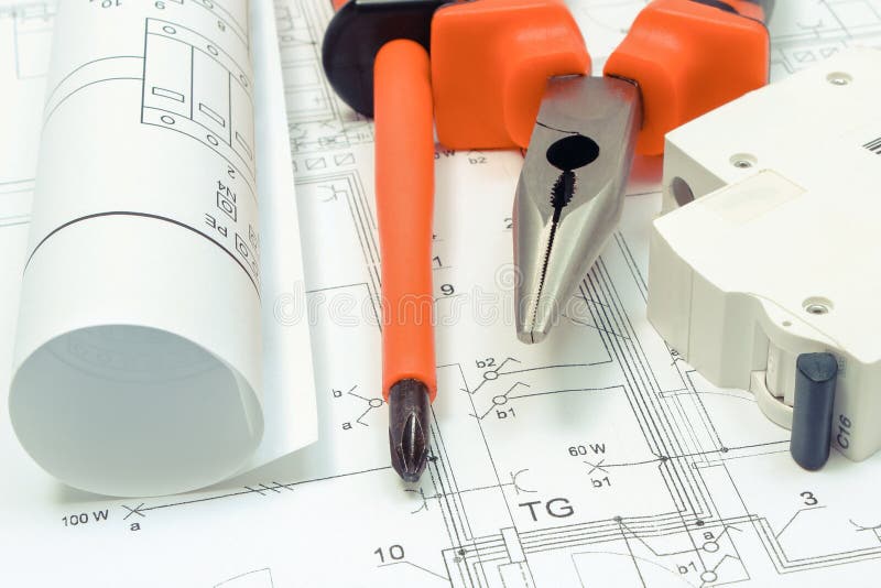 Electrical Diagrams, Electric Fuse and Work Tools on Construction ...