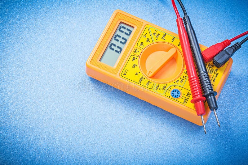 Electrical Digital Multimeter on Blue Background Directly Above Stock ...