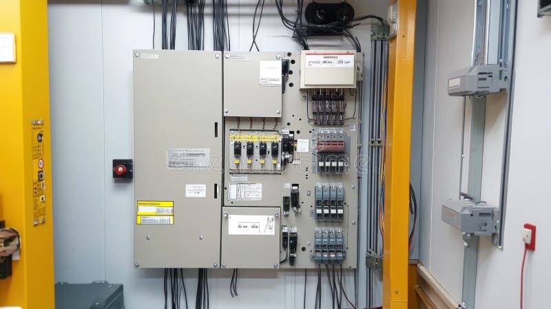 Electrical Distribution Board Showing Fuses, Wiring, and Circuit ...