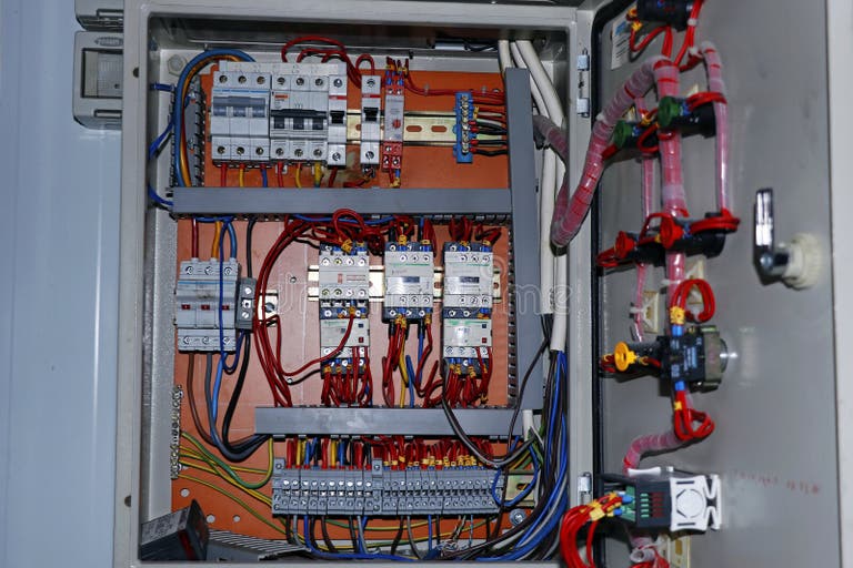 Electrical Distribution Panel Board Box in Close Up View Stock Photo ...